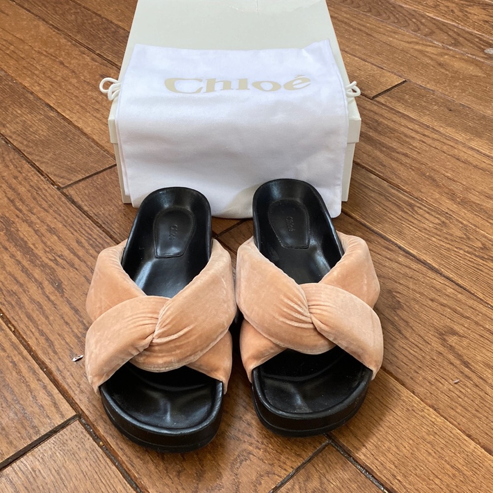 Chloe Peach Velvet Sandals - Gem